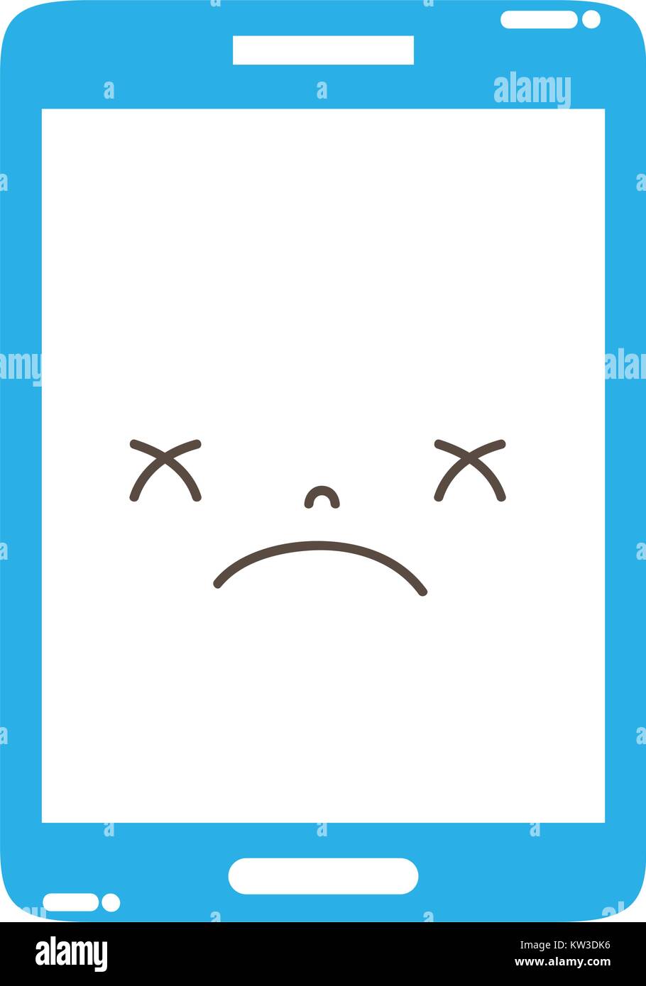 full color kawaii smartphone cute gloomy face vector illustration Stock ...