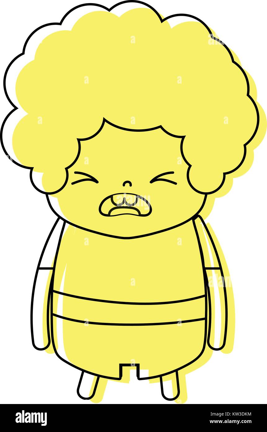 color boy with curly hair and pity face vector illustration Stock ...