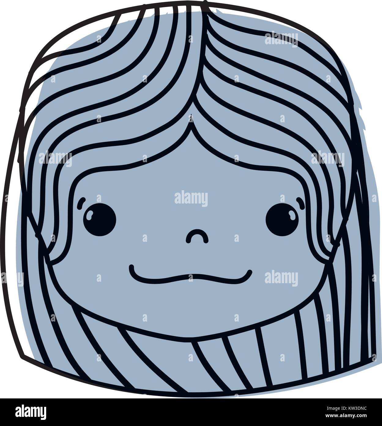 color girl head with hairstyle and happy face vector illustration Stock ...