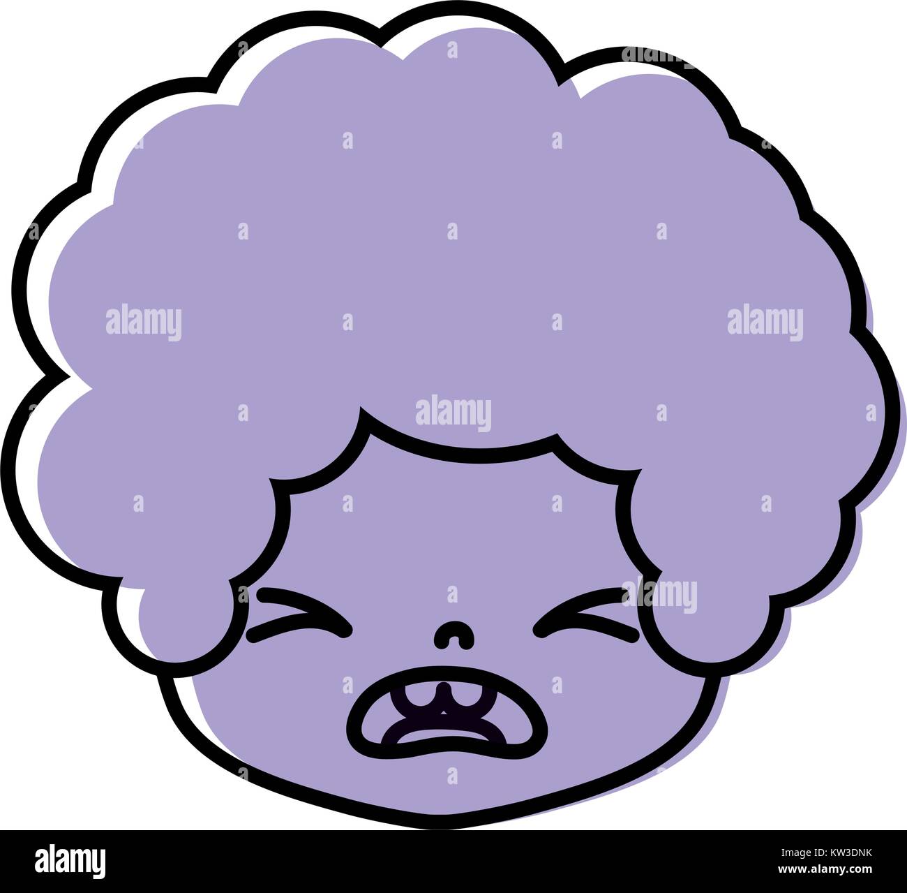 color boy head with curly hair and pity face vector illustration Stock ...