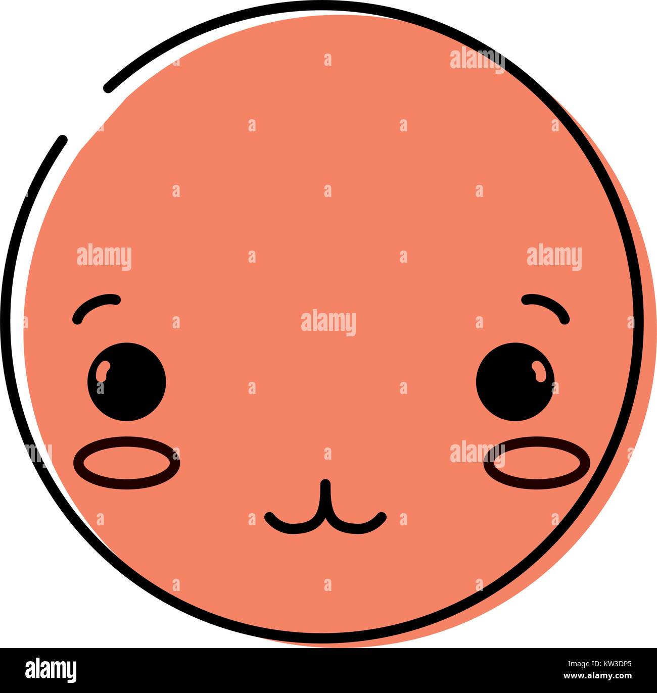 color kawaii head with cute tender face vector illustration Stock ...