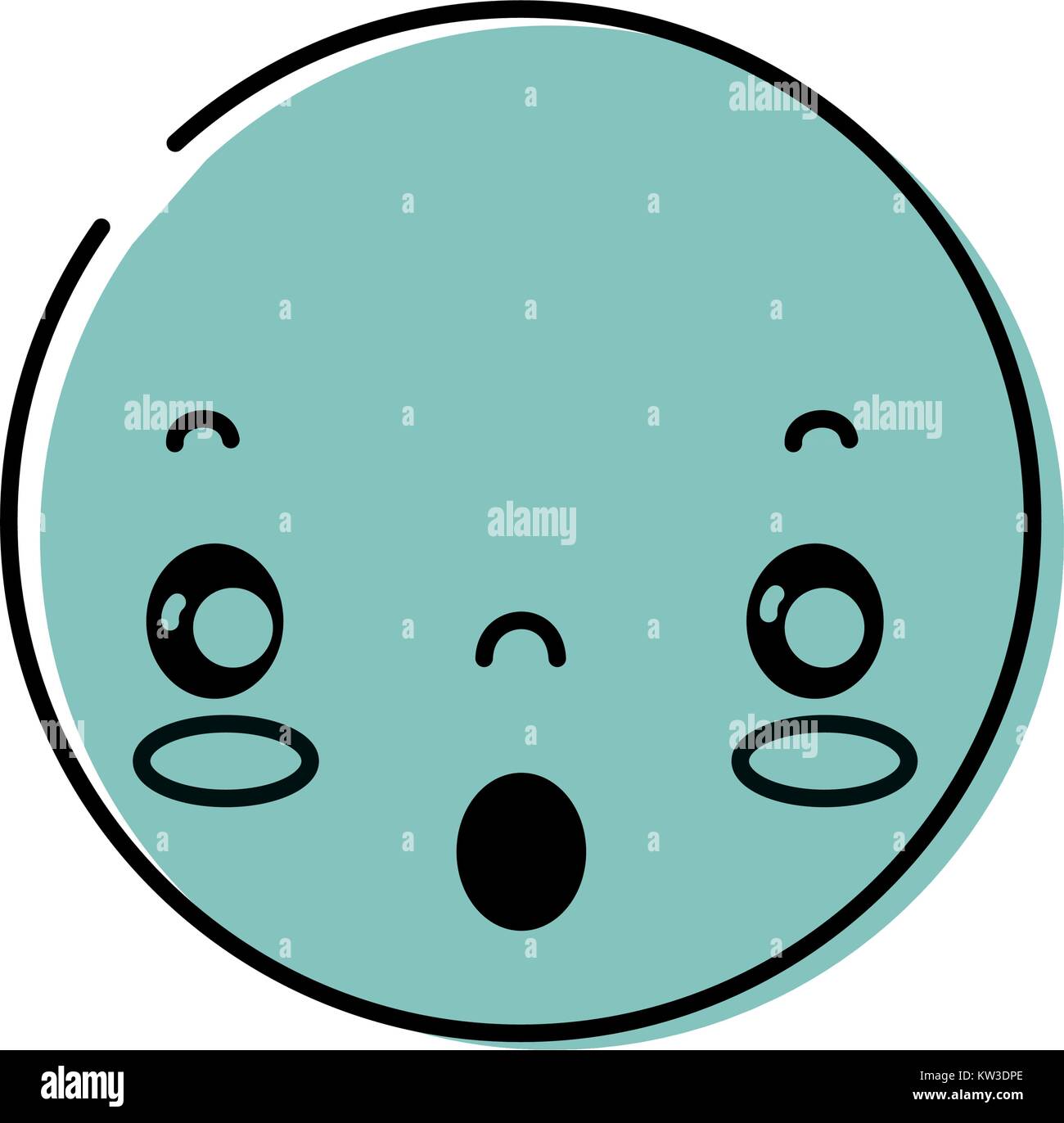 color kawaii head with cute scared face vector illustration Stock ...