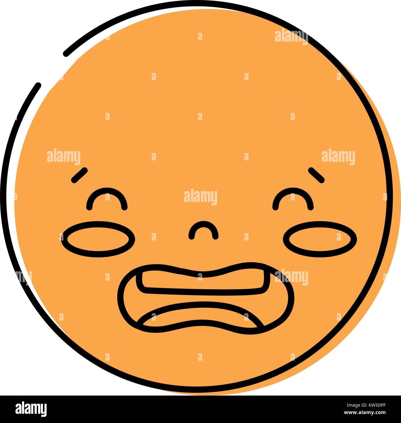 color kawaii head with cute disgusted face vector illustration Stock ...