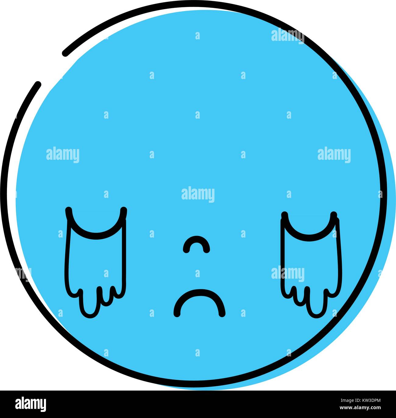 color kawaii head with cute crying face vector illustration Stock ...