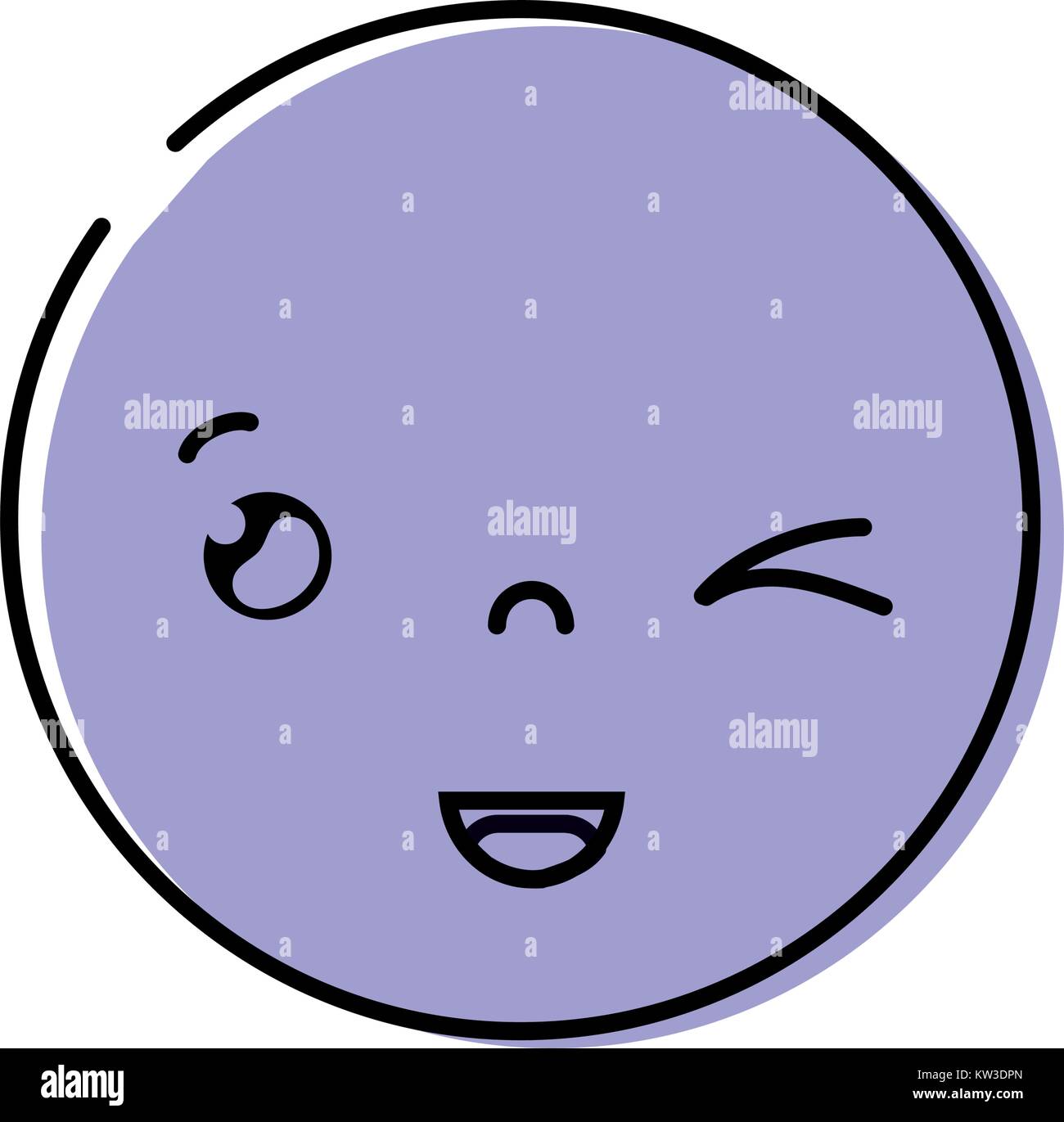 color kawaii head with cute funny face vector illustration Stock Vector ...