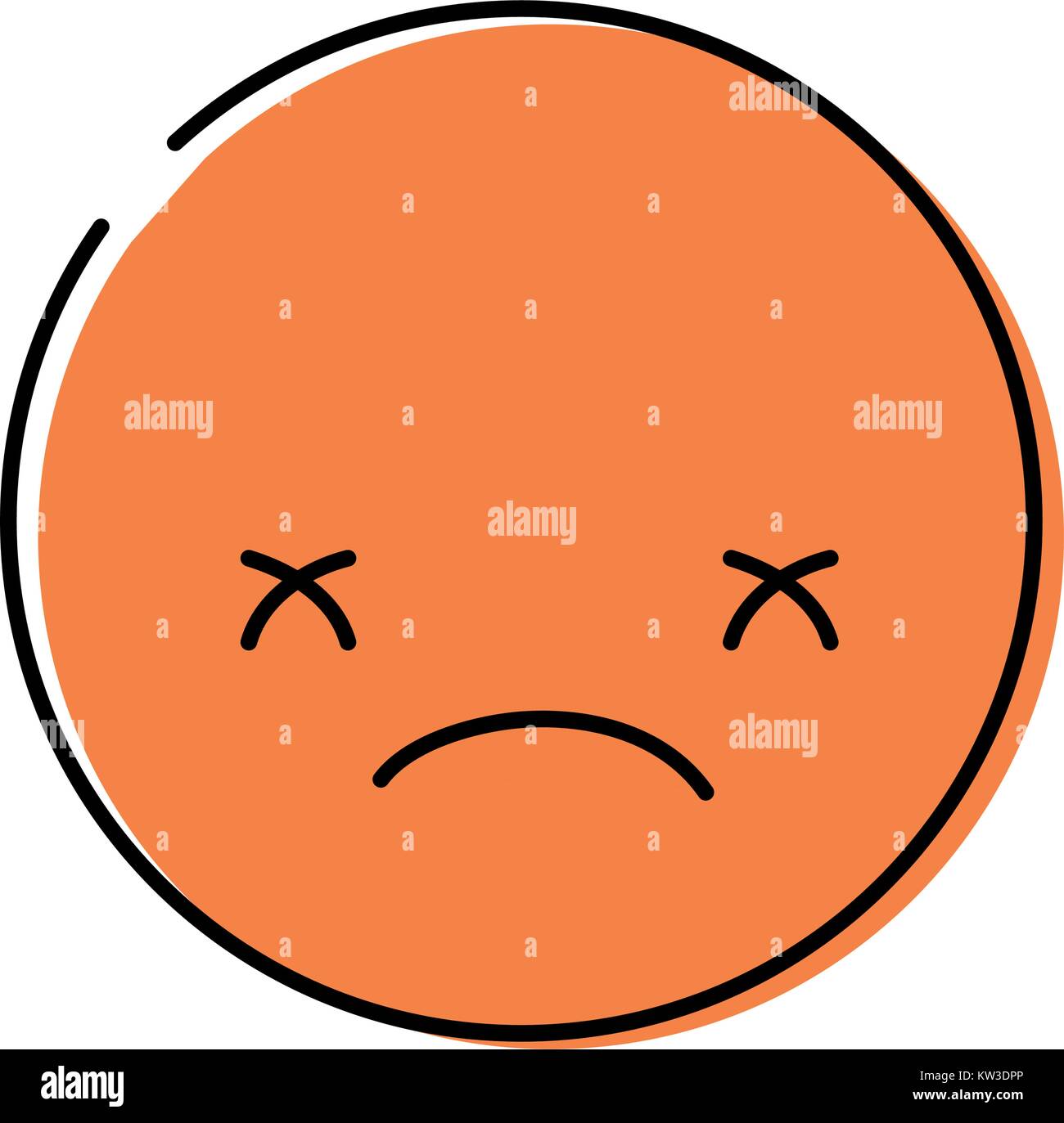 color kawaii head with cute sad face vector illustration Stock Vector ...