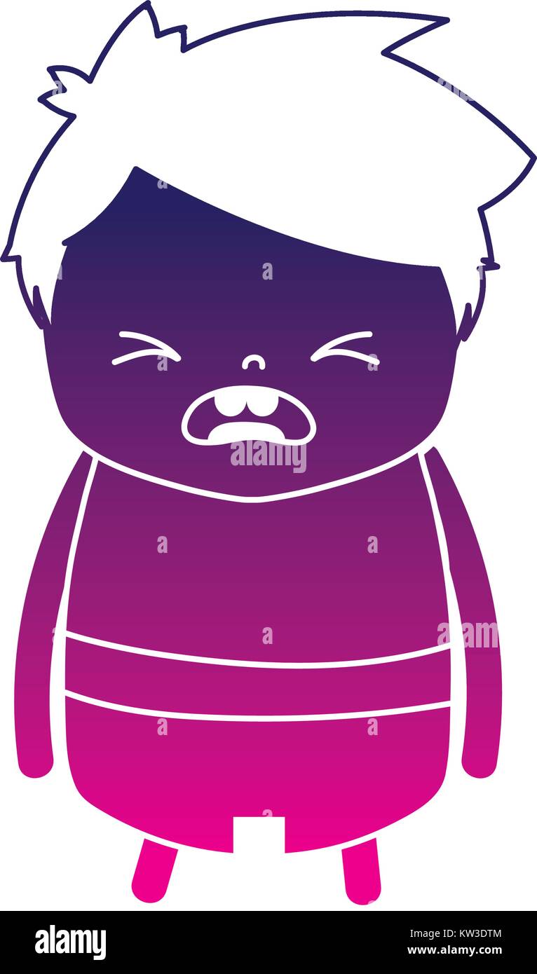 silhouette boy with hairstyle design and pity face vector illustration ...