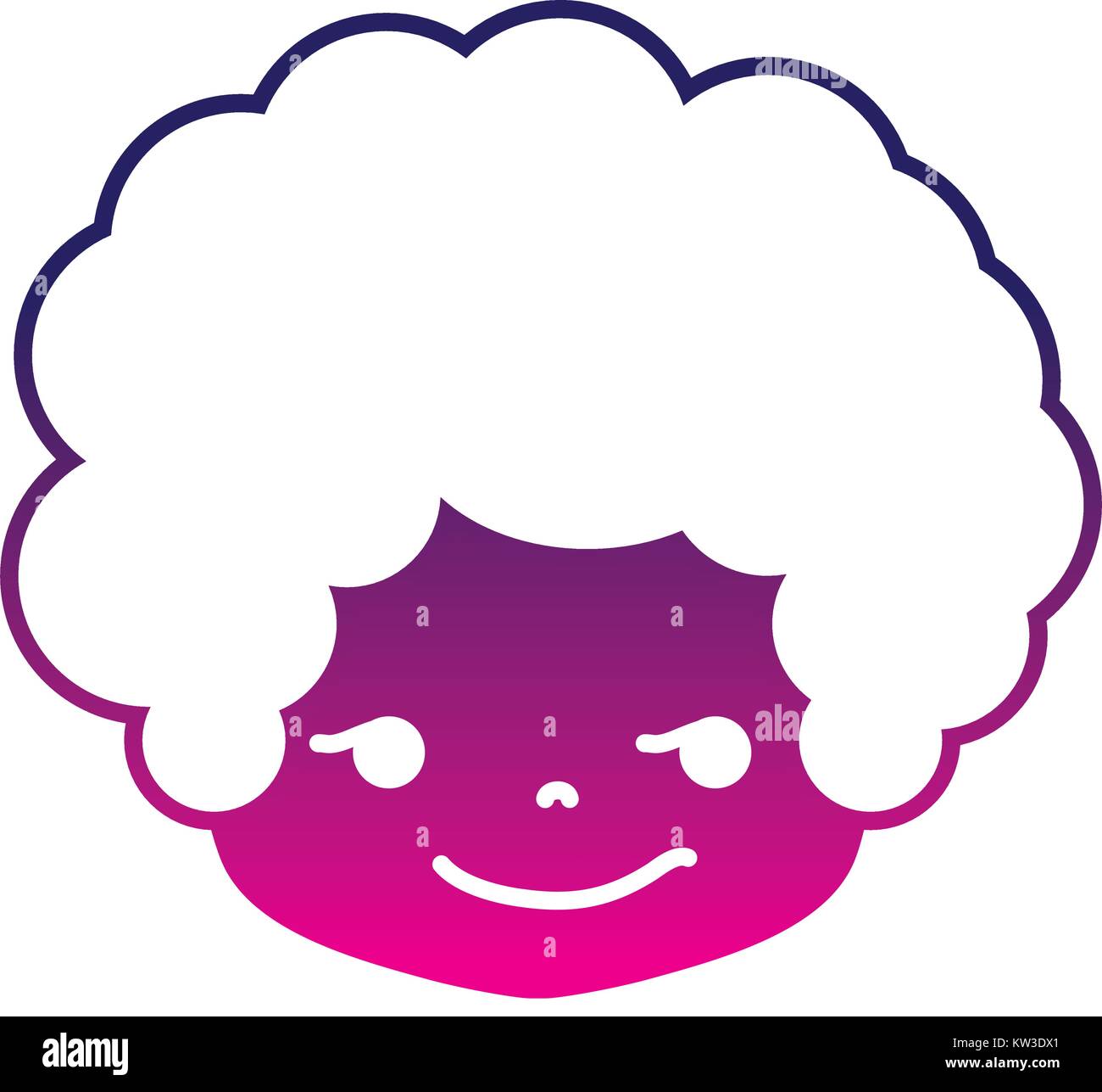 silhouette boy head with curly hair and rogue face vector illustration ...