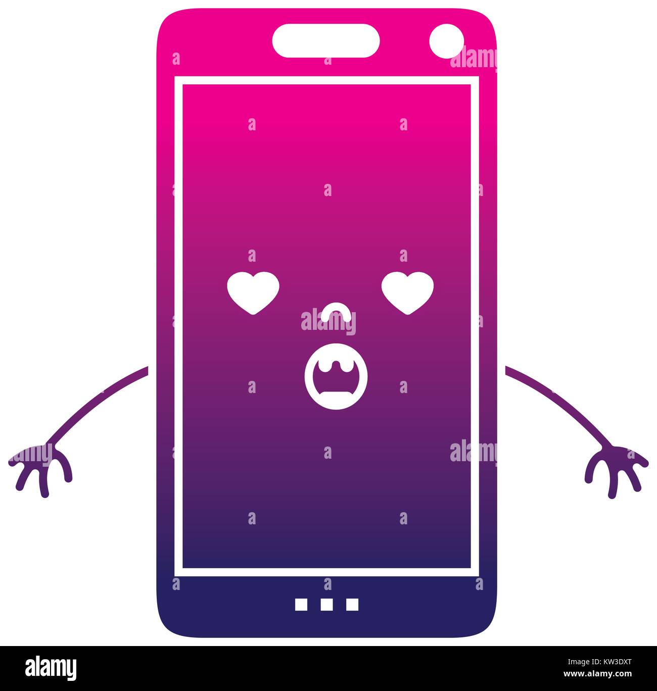 silhouette kawaii smartphone cute in love face vector illustration ...