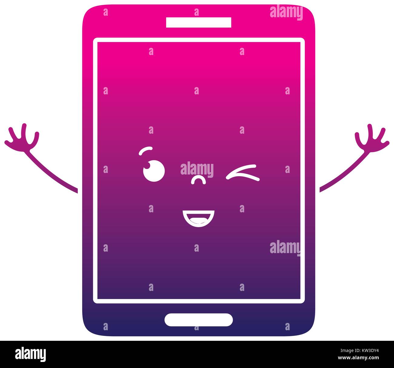 silhouette kawaii smartphone cute funny face vector illustration Stock ...