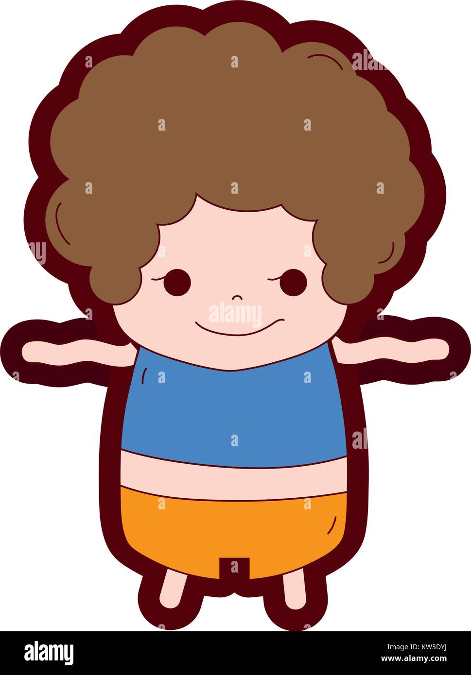 line color boy with curly hair and rogue face vector illustration Stock ...