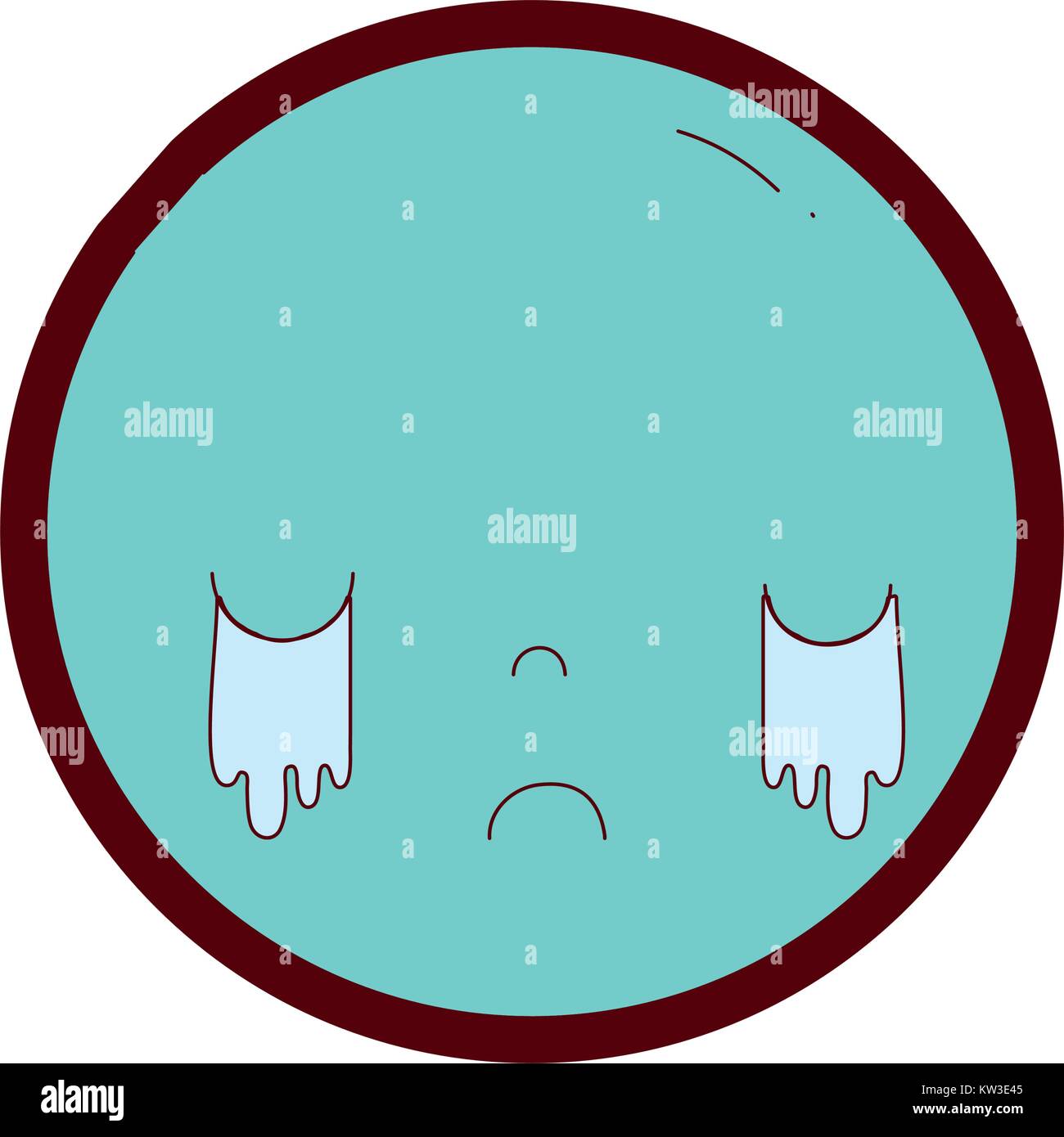 line color kawaii head with cute crying face vector illustration Stock ...