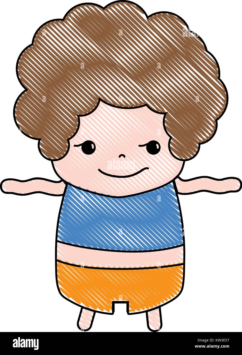 grated boy with curly hair and rogue face vector illustration Stock ...