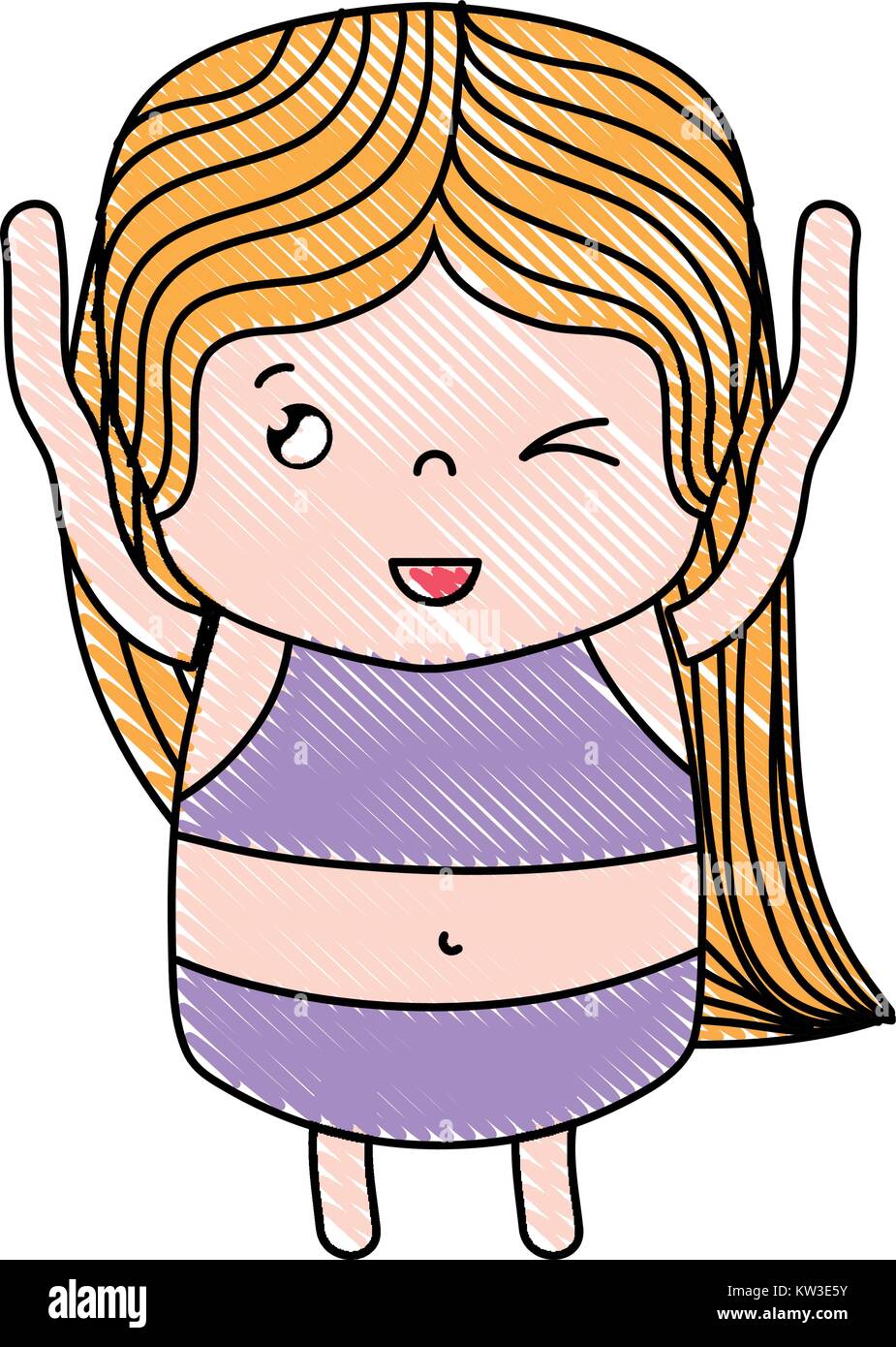 grated girl wth long hair and funny face vector illustration Stock ...