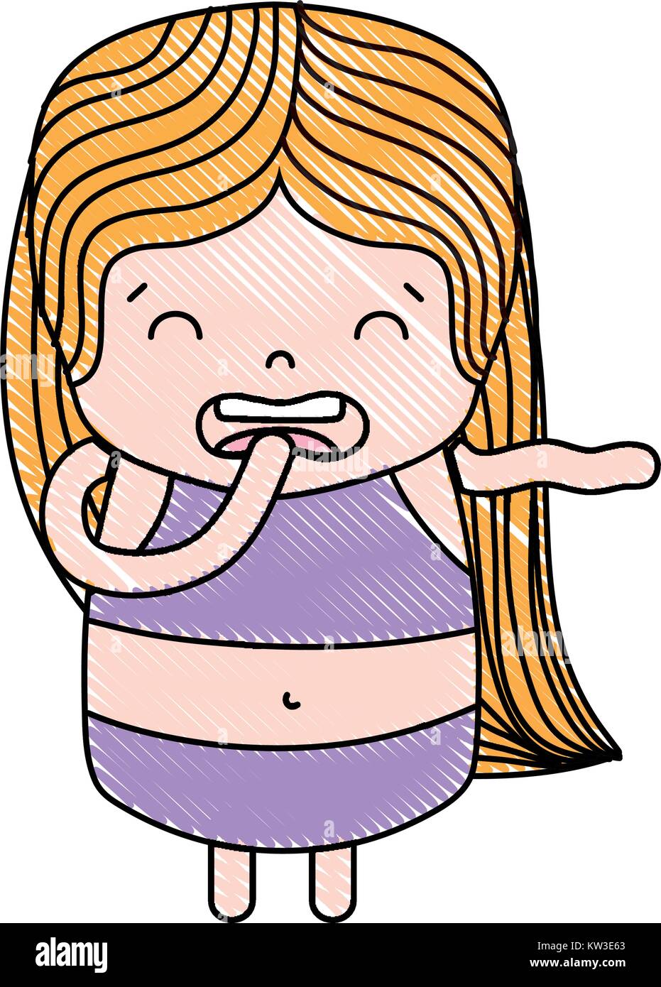 grated girl wth long hair and disgusted face vector illustration Stock ...