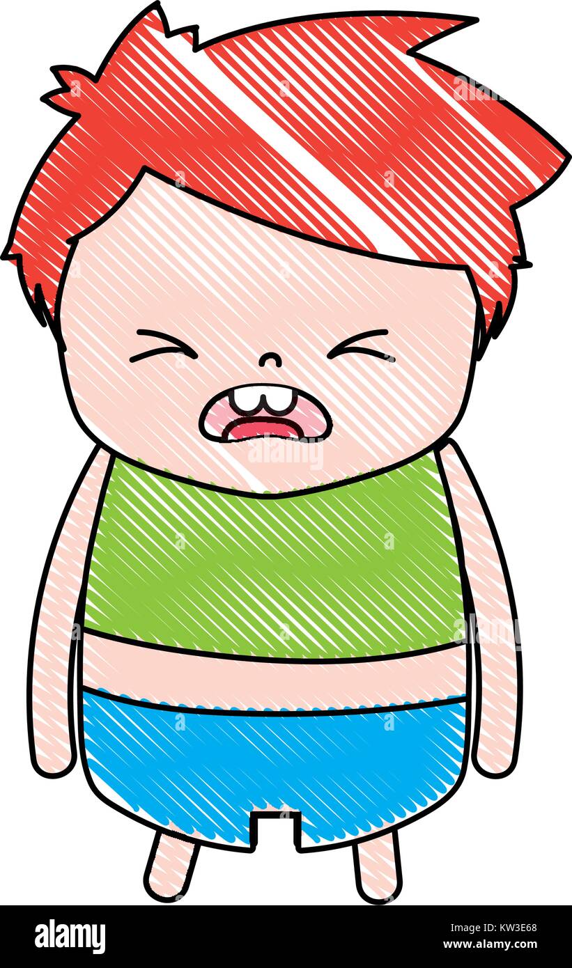 grated boy with hairstyle design and pity face vector illustration ...