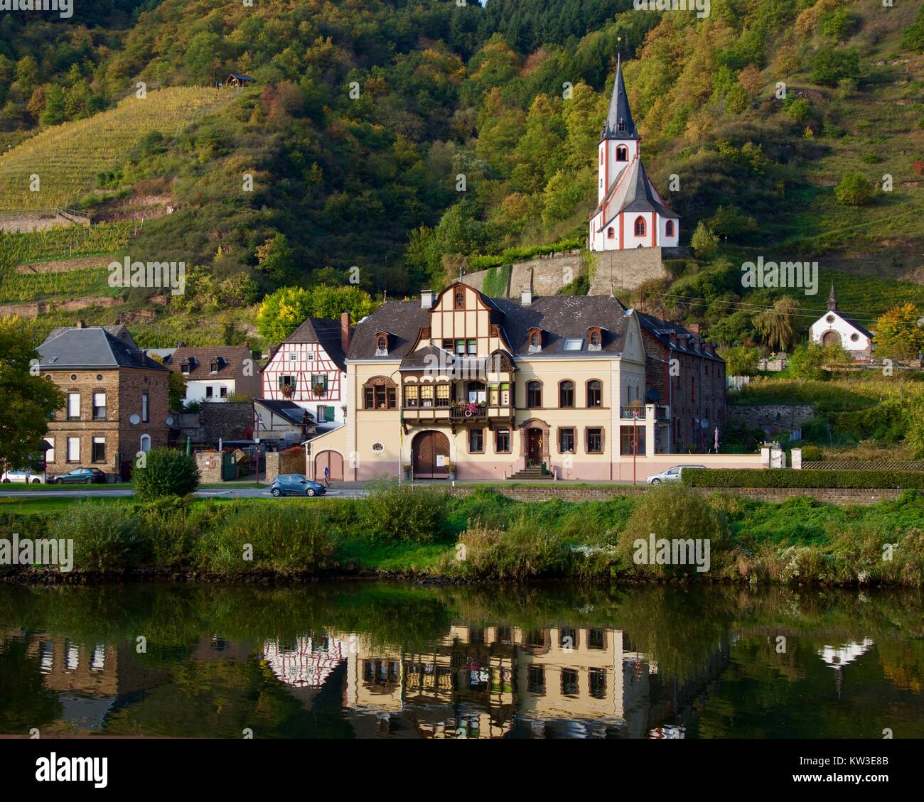 Scenic river front in Germany Stock Photo - Alamy