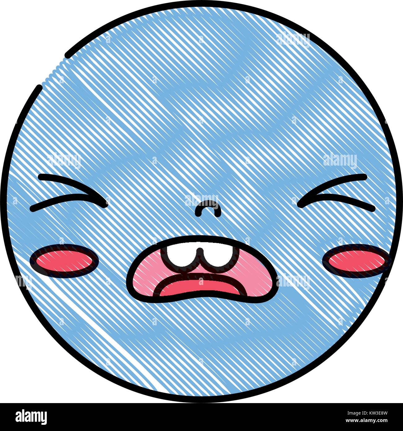 grated kawaii head with cute pity face vector illustration Stock Vector ...