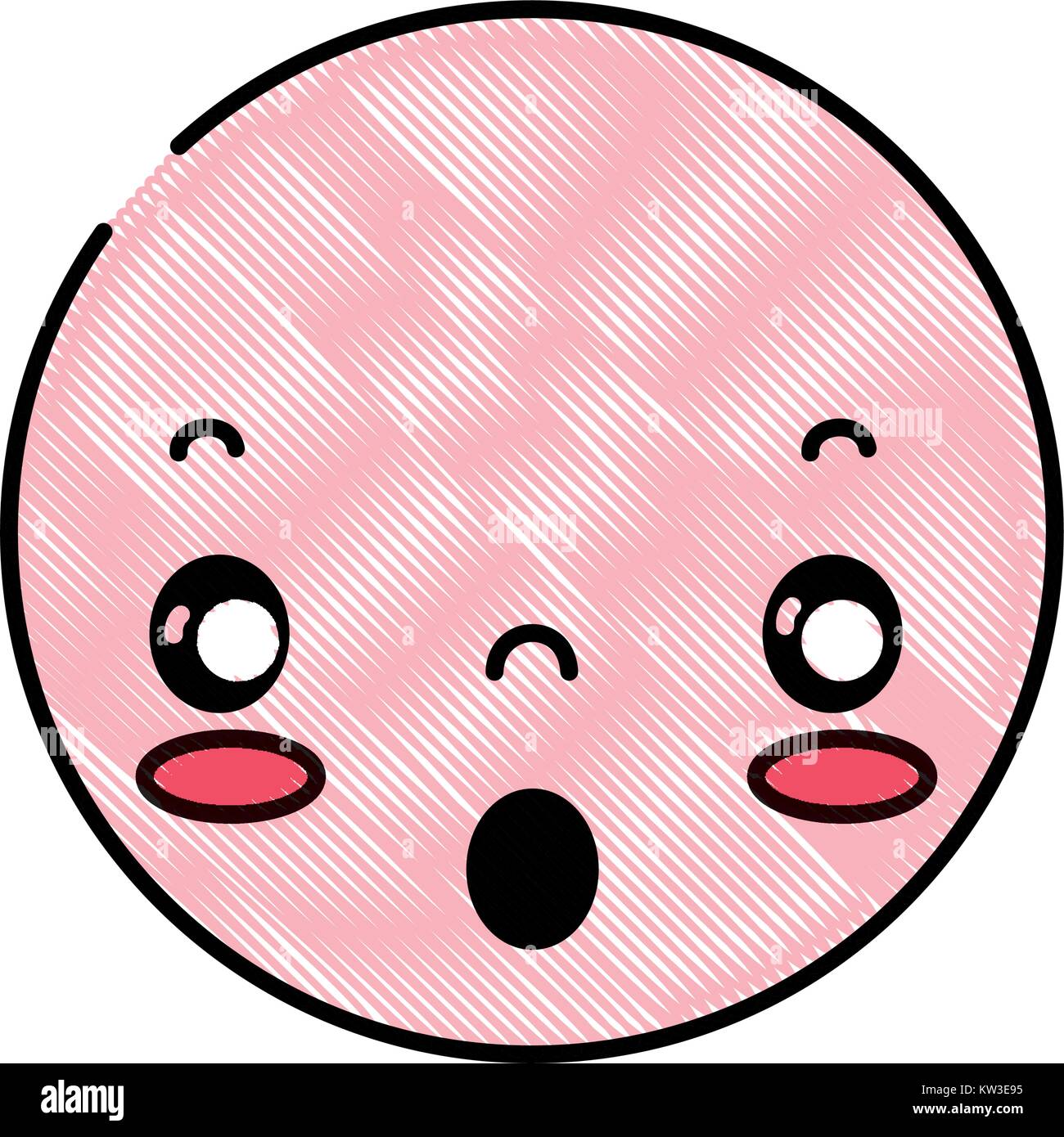 grated kawaii head with cute scared face vector illustration Stock ...