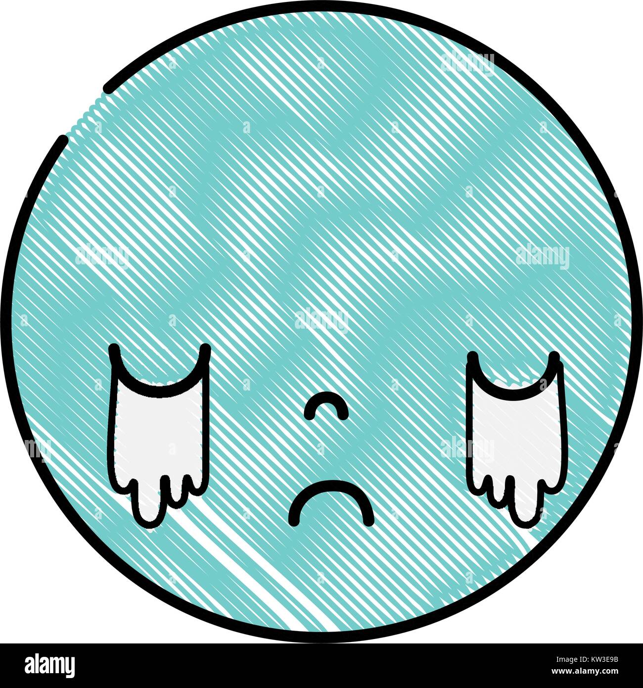 grated kawaii head with cute crying face vector illustration Stock ...