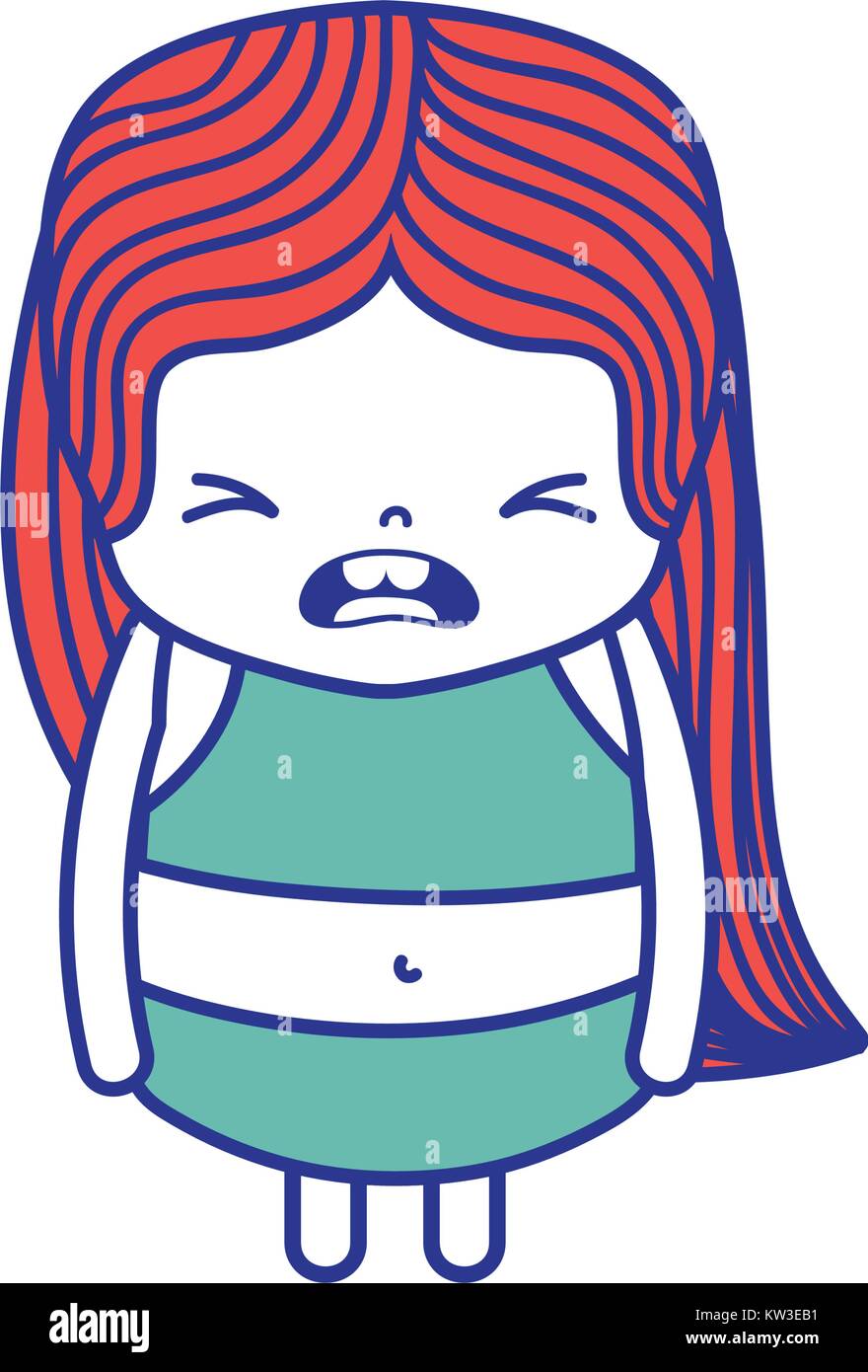 colorful girl wth long hair and pity face vector illustration Stock ...