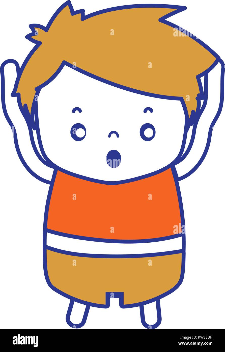 colorful boy with hairstyle design and scared face vector illustration ...