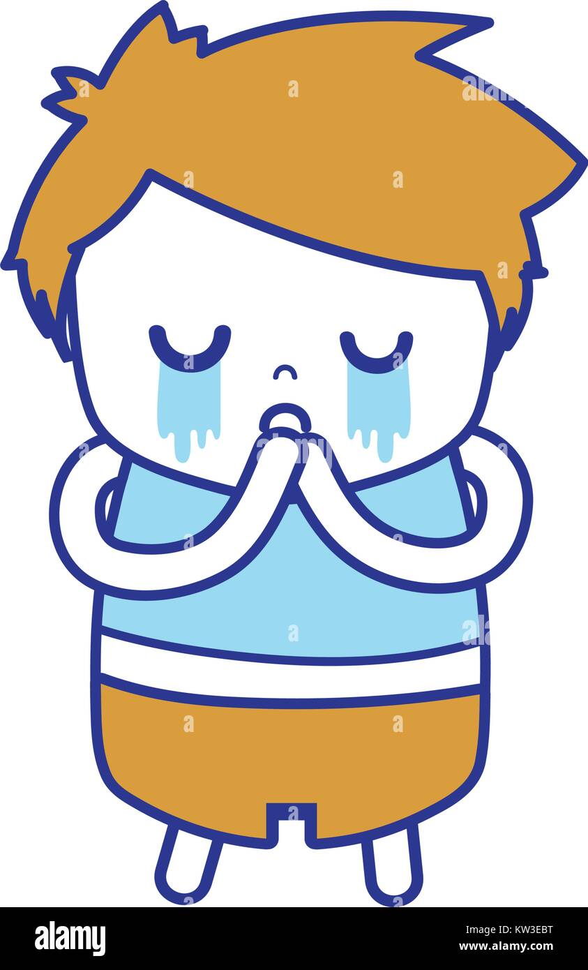 colorful boy with hairstyle design and crying face vector illustration ...
