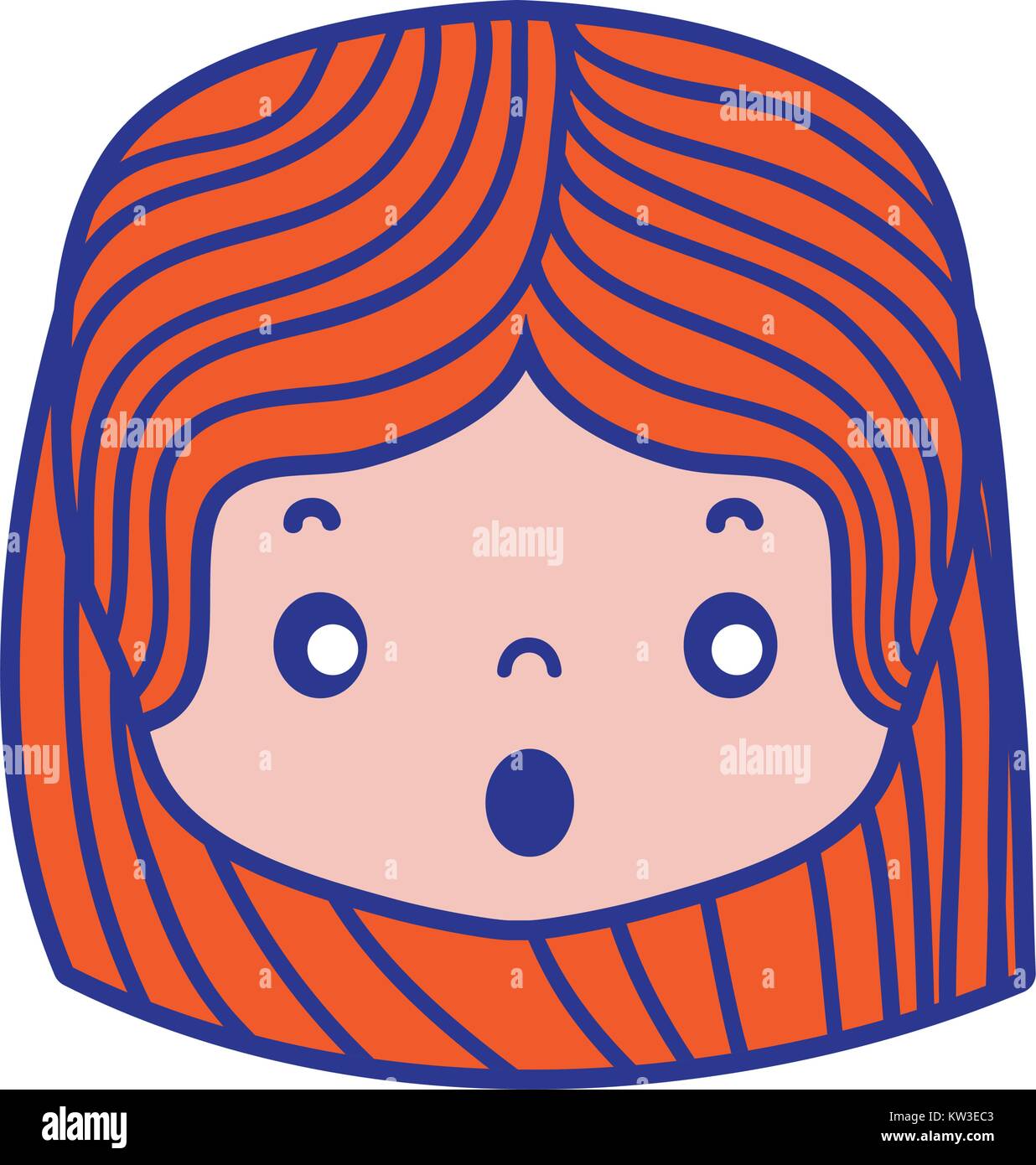colorful girl head with hairstyle and scared face vector illustration ...