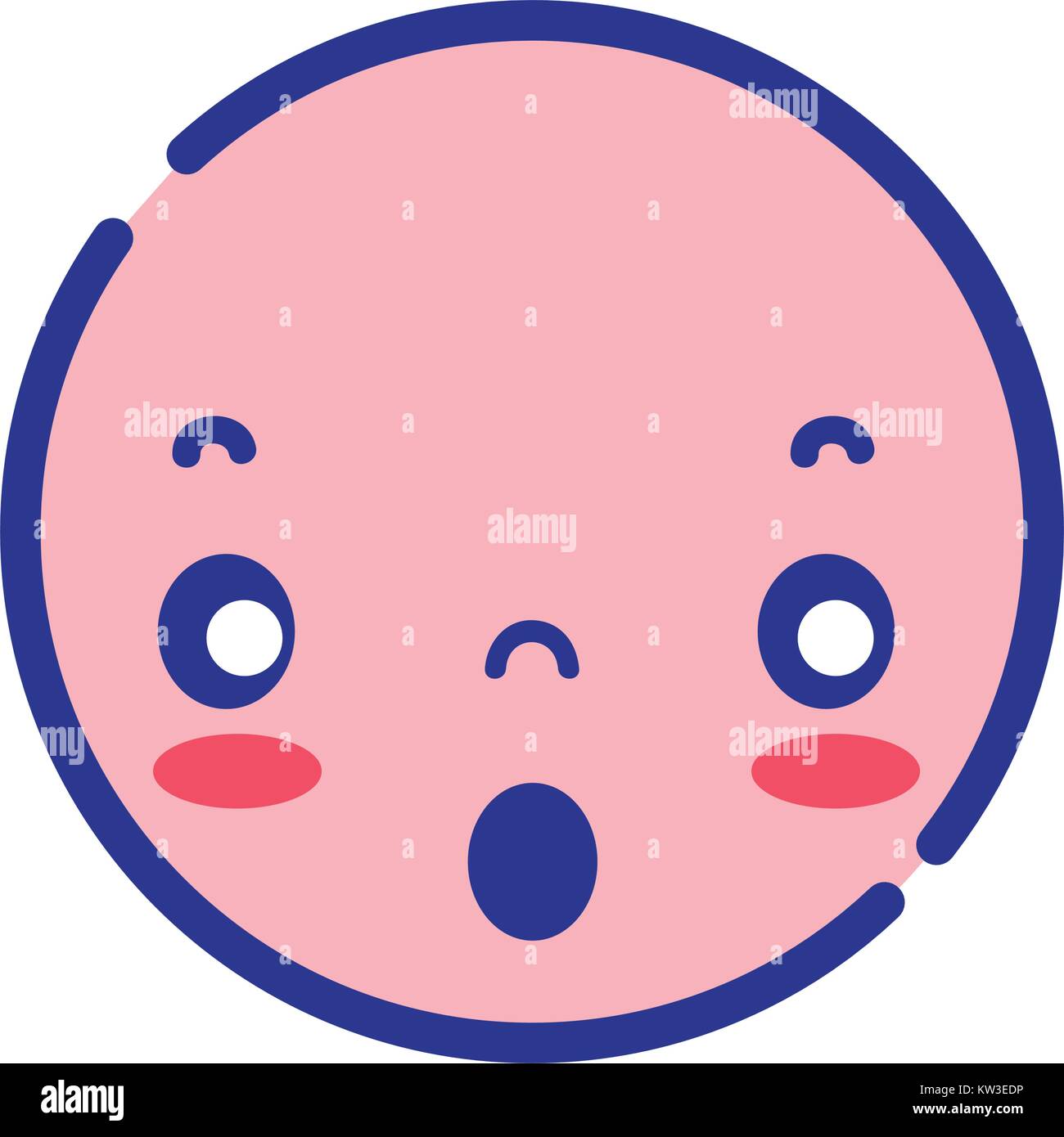 colorful kawaii head with cute scared face vector illustration Stock ...