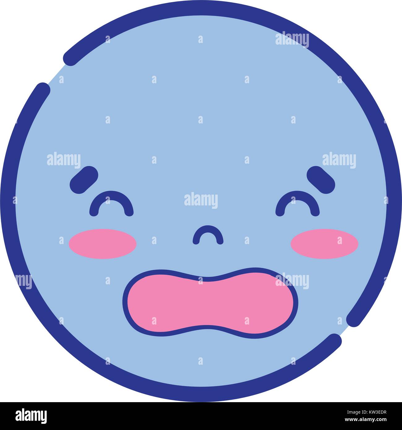 colorful kawaii head with cute disgusted face vector illustration Stock ...