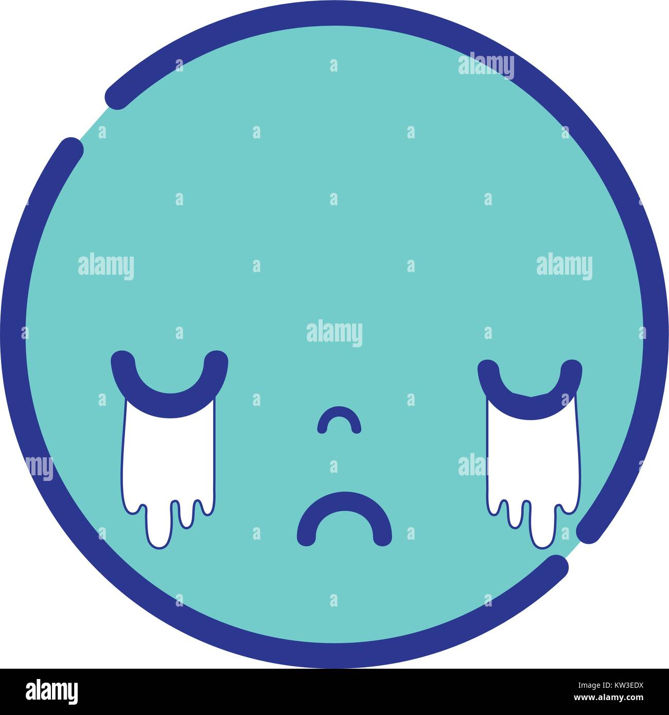 colorful kawaii head with cute crying face vector illustration Stock ...