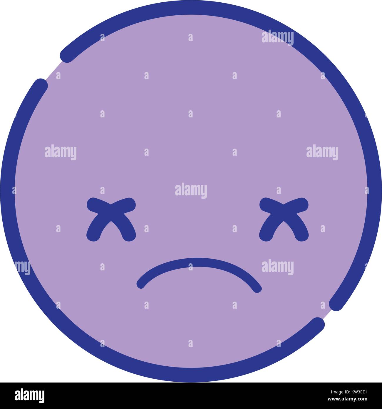 colorful kawaii head with cute sad face vector illustration Stock ...