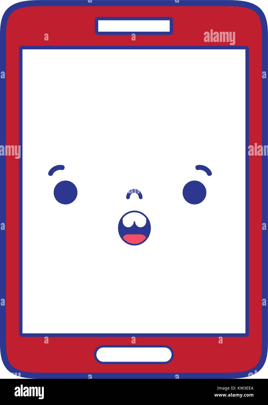 colorful kawaii smartphone cute surprised face vector illustration ...