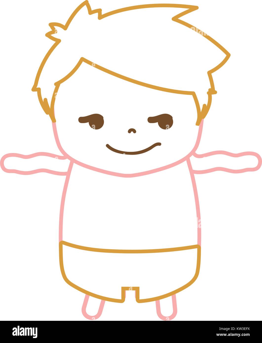 color line boy with hairstyle design and rogue face vector illustration ...