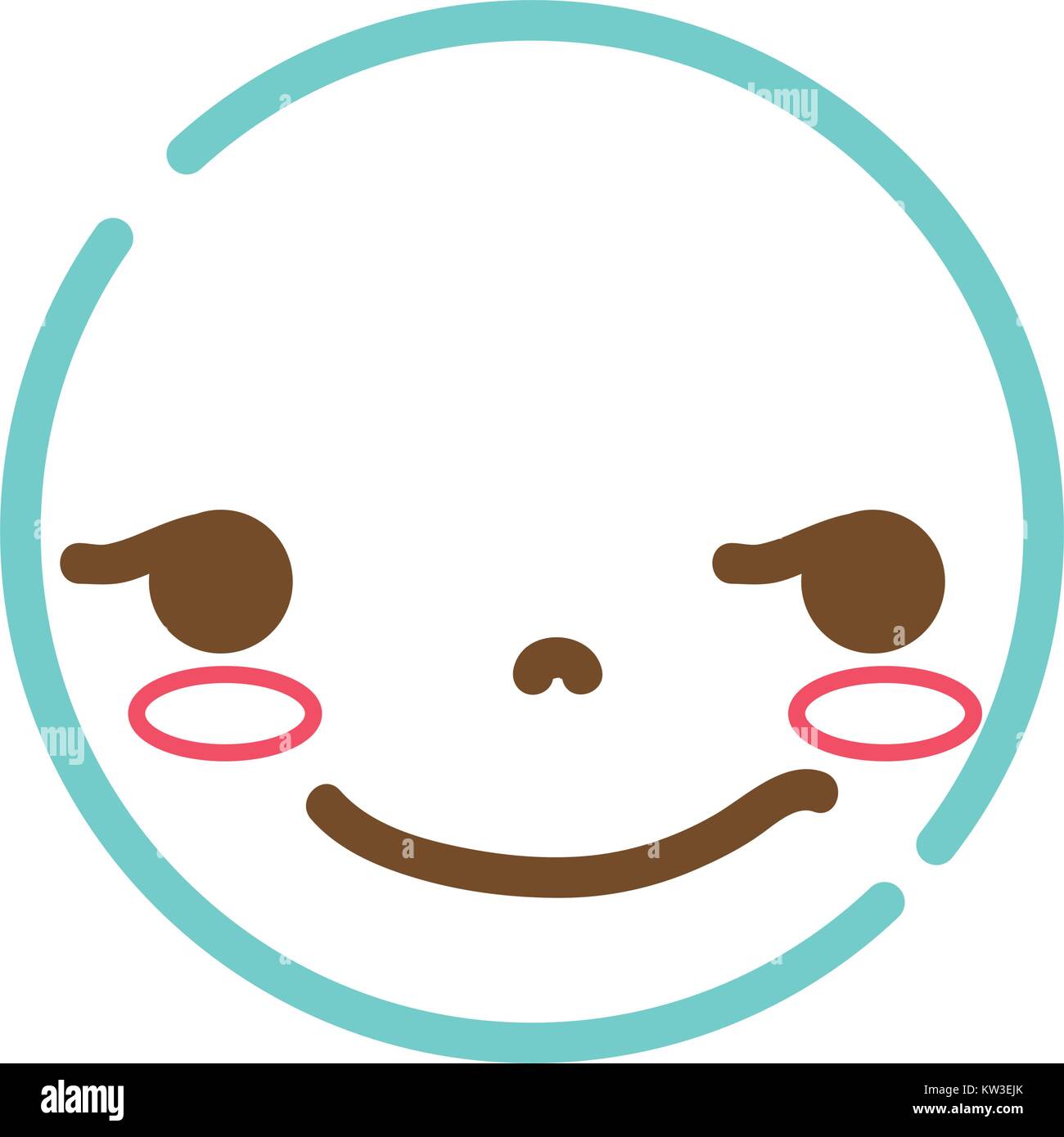 color line kawaii head with cute rogue face vector illustration Stock ...