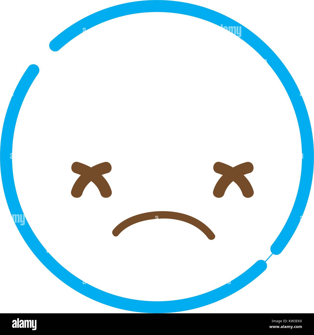 color line kawaii head with cute sad face vector illustration Stock ...