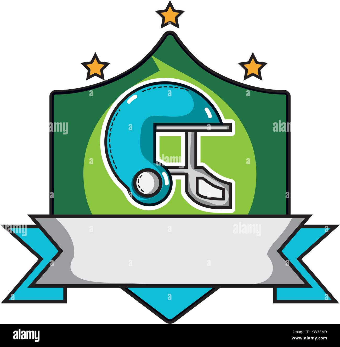 helmet protection emblem with stars and ribbon design vector ...