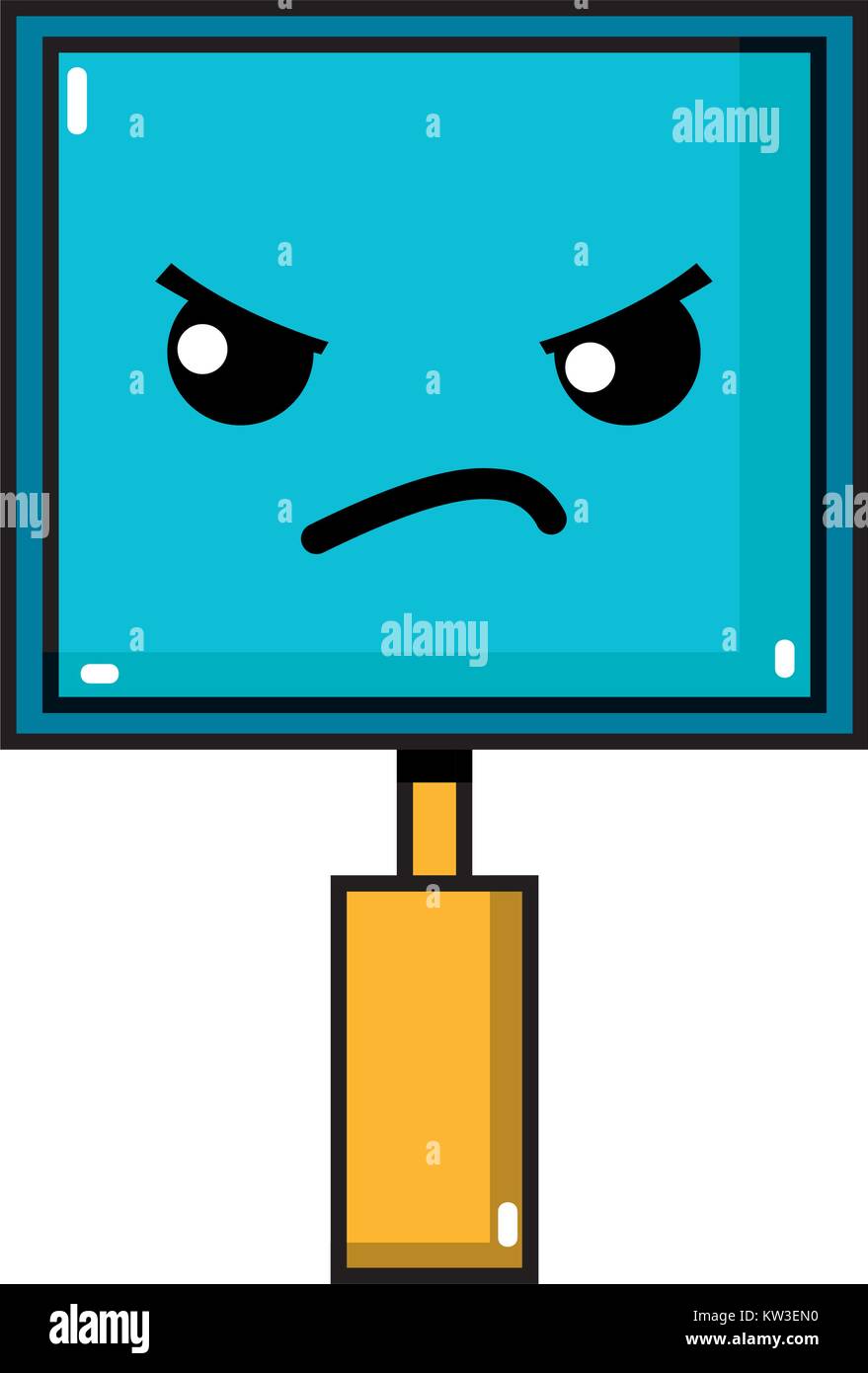 angry and cute cherring board kawaii vector illustration Stock Vector ...