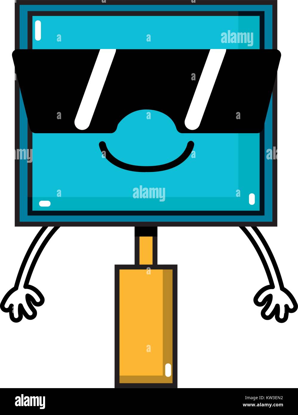 happy cheering board kawaii with arms vector illustration Stock Vector ...