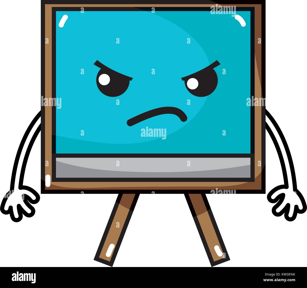 angry and cute board object kawaii vector illustration Stock Vector ...