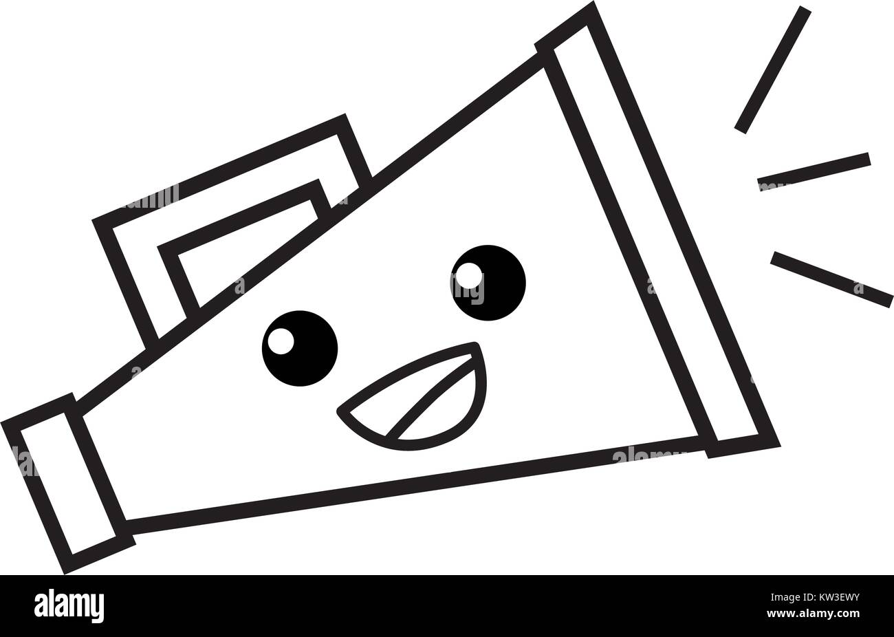 line happy and cute megaphone object kawaii vector illustration Stock ...