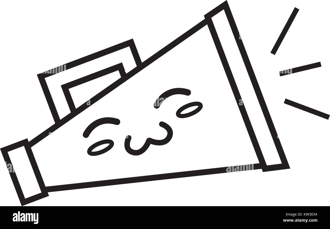 line tender and cute megaphone object kawaii vector illustration Stock ...