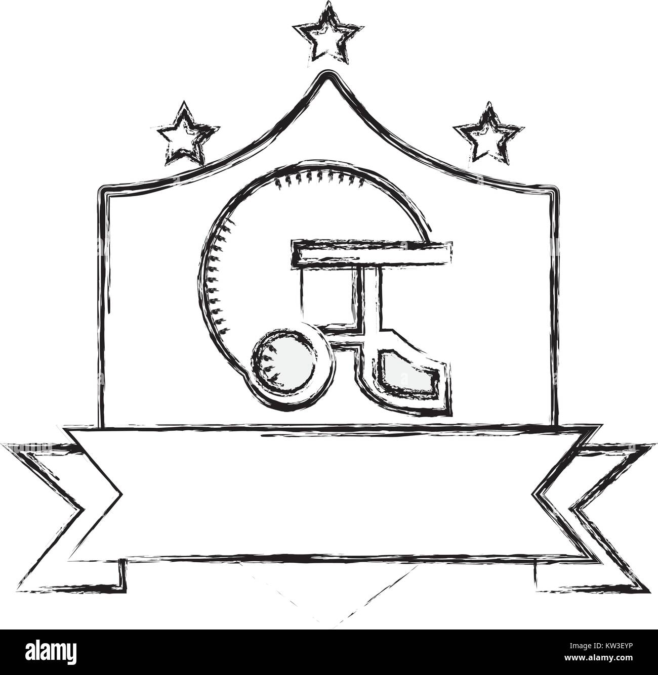 figure helmet protection emblem with stars and ribbon design vector ...