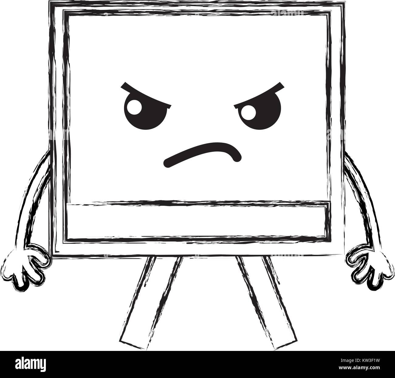 figure angry and cute board object kawaii vector illustration Stock ...