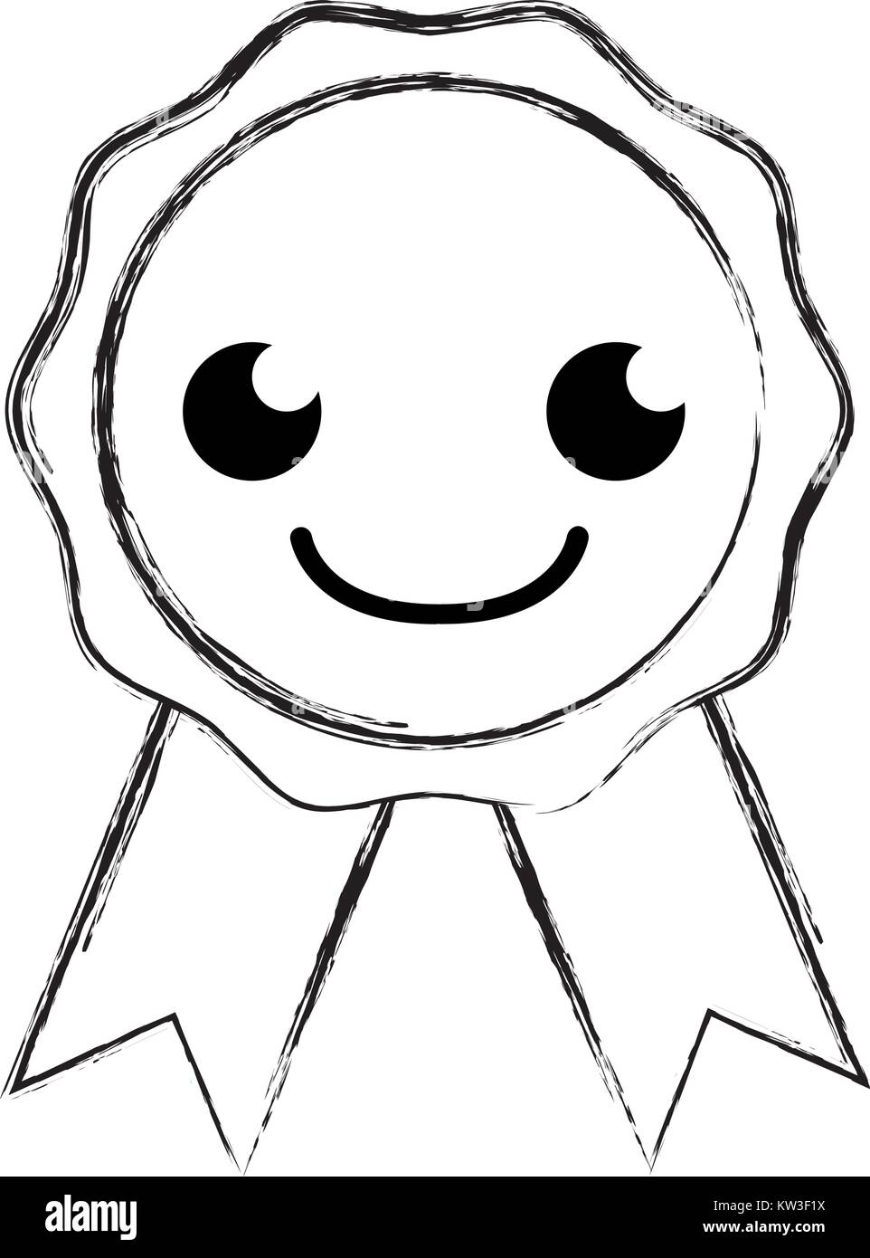 figure happy and cute medal prize kawaii vector illustration Stock ...