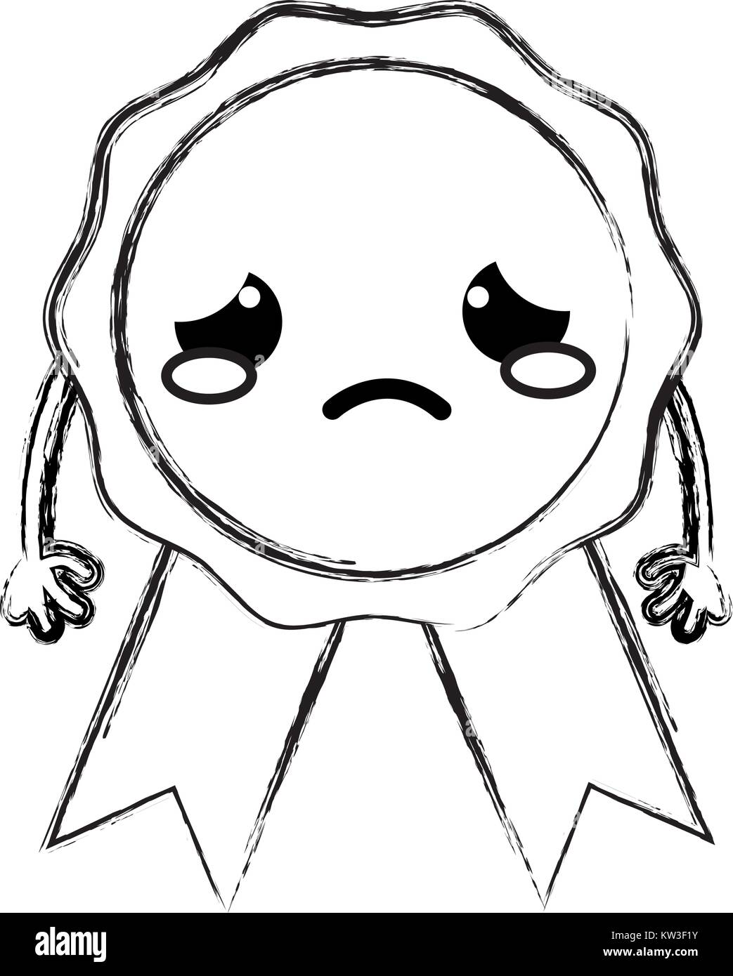 figure sad and tender medal prize kawaii vector illustration Stock ...