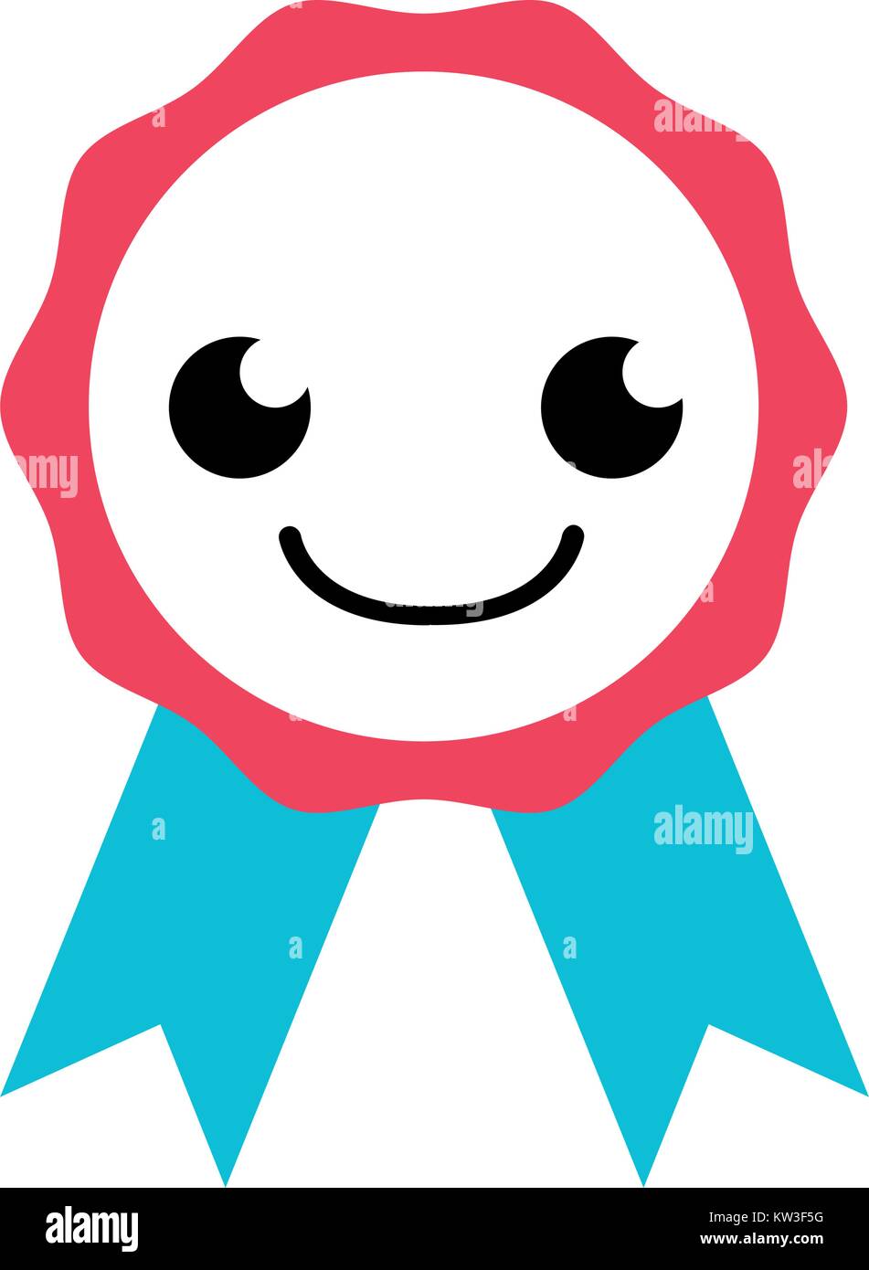 colorful happy and cute medal prize kawaii vector illustration Stock ...