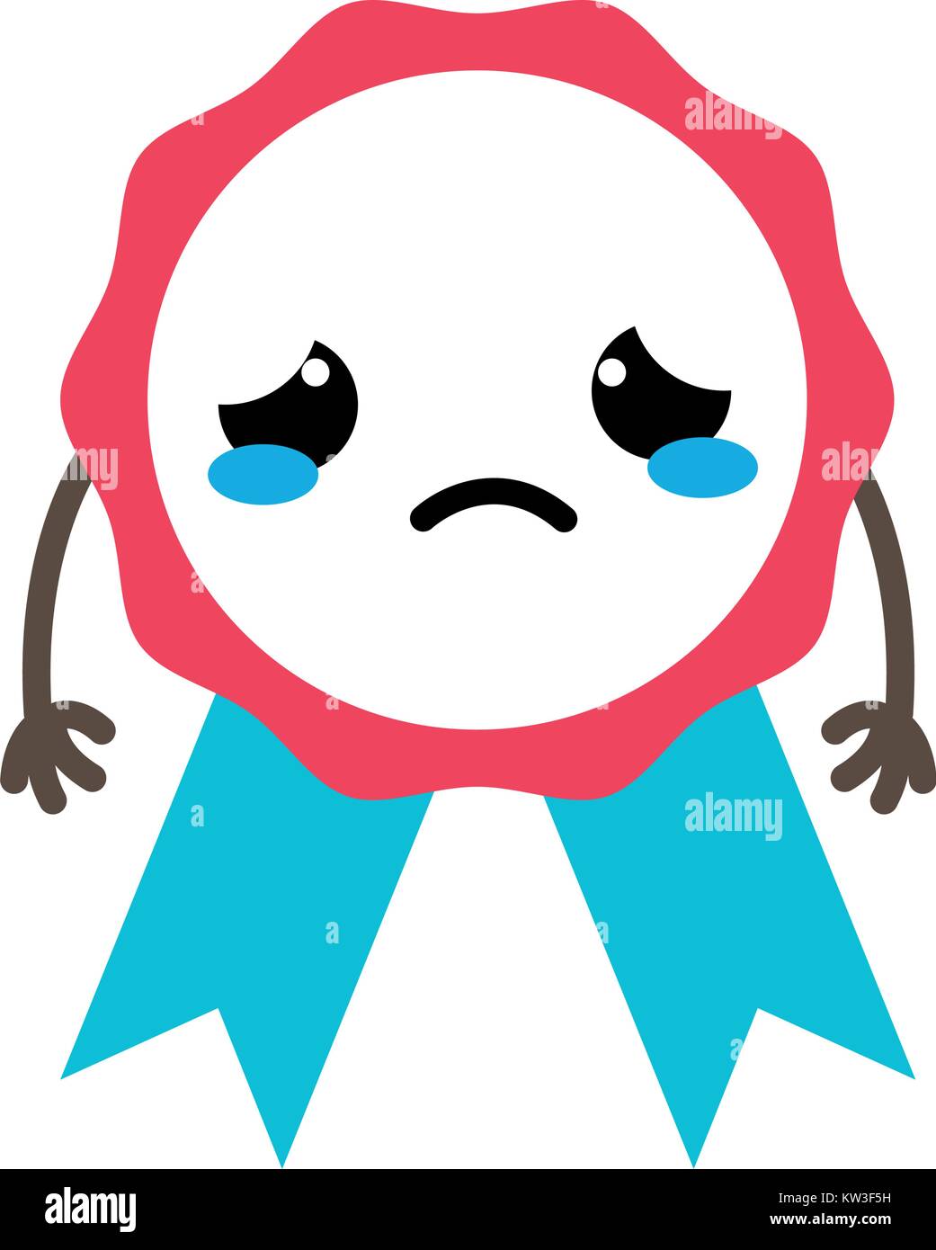 colorful sad and tender medal prize kawaii vector illustration Stock ...