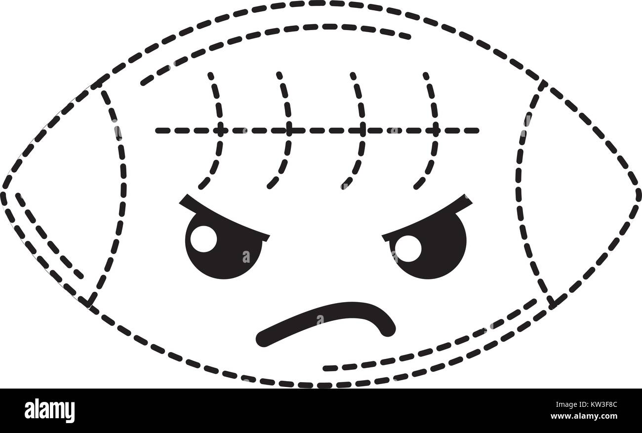 dotted shape angry and cute american ball kawaii vector illustration ...