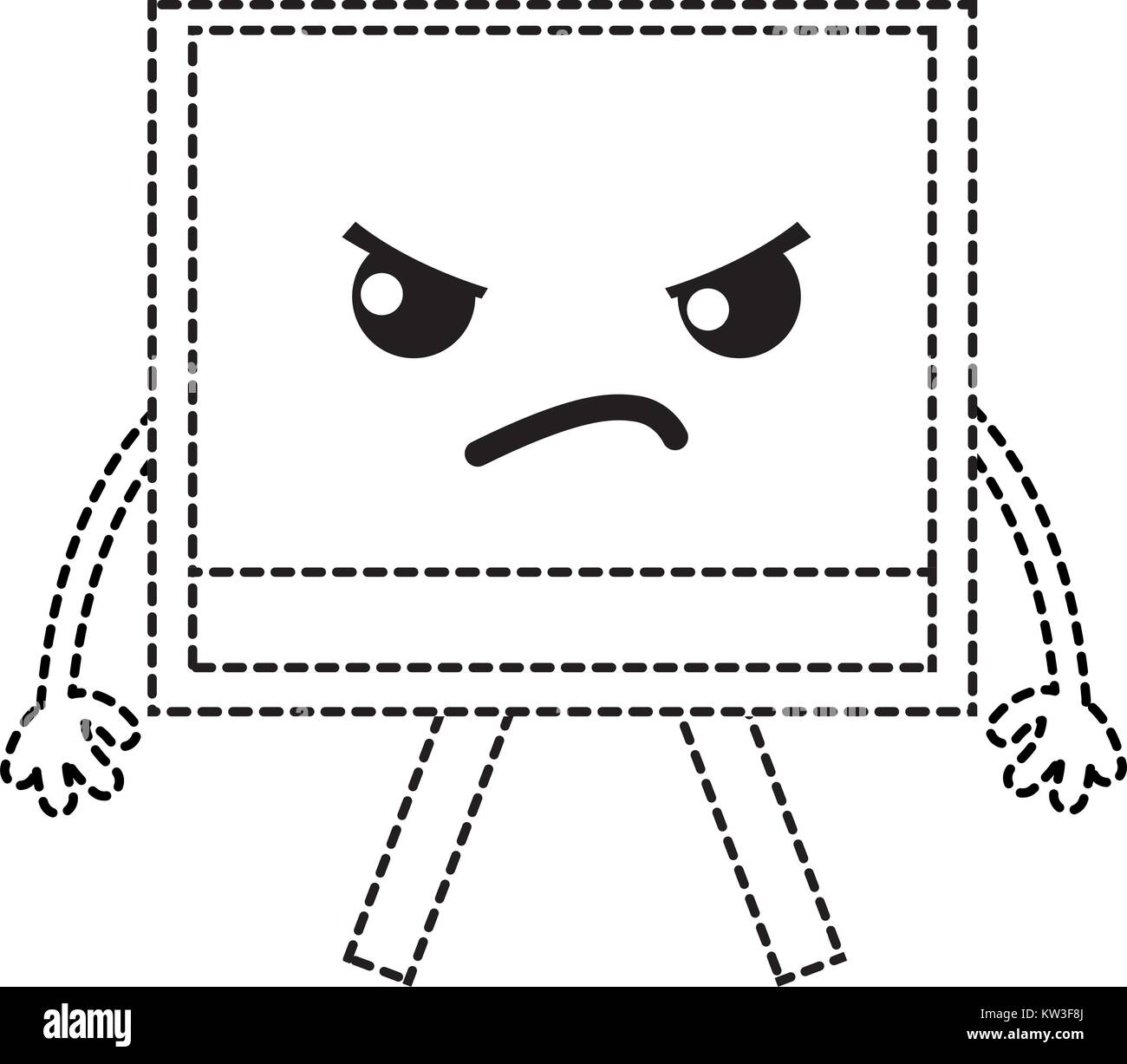 dotted shape angry and cute board object kawaii vector illustration ...